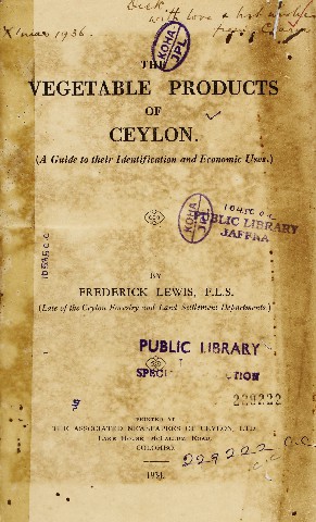 The Vegetable Products of Ceylon - நூலகம்