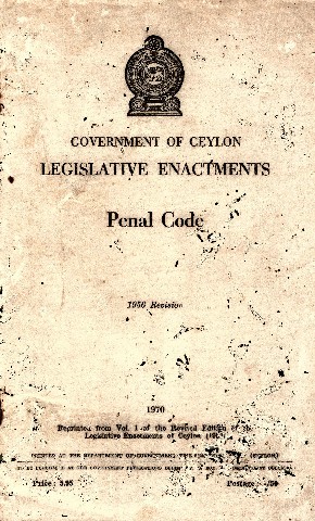 Government of Ceylon Legislative Enactments: Penal Code - நூலகம்