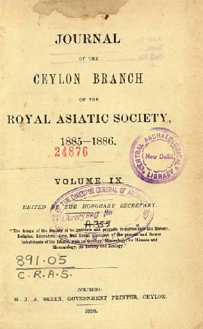 Journal of the Ceylon Branch of the Royal Asiatic (1885-1886) - நூலகம்